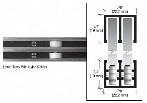 Polished Aluminum Finish Rollertrack - Bottom Track — Glass Components UK